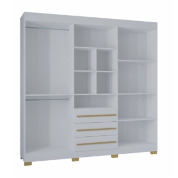 Roupeiro Valência 6 portas - Ref. A892.46 Cor: Damasco/Ripado/Cinza ...